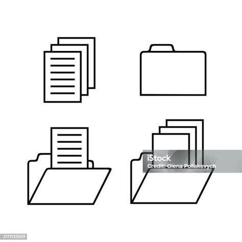 문서 폴더 아이콘 파일 관리 기호 간단한 선 그림 벡터 그래픽 건축물에 대한 스톡 벡터 아트 및 기타 이미지 건축물 검은색 경영자 Istock