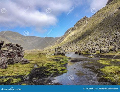 Breathtaking Landscape Of The Great Fissure Of Volcanic Canyon Eldgja