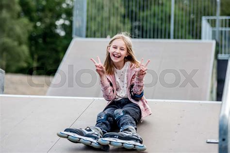 Girl Roller Skater Stock Image Colourbox