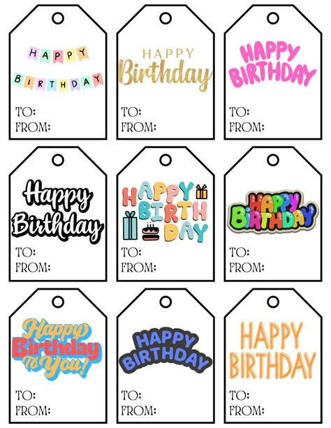 Printable Happy Birthday T Tags Pdf And Png Download 25w X 35h Etsy