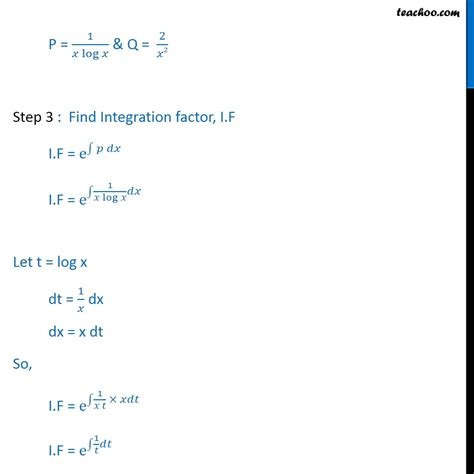 Ex 9 6 7 Find General Solution X Log X Dy Dx Y 2 X Logx