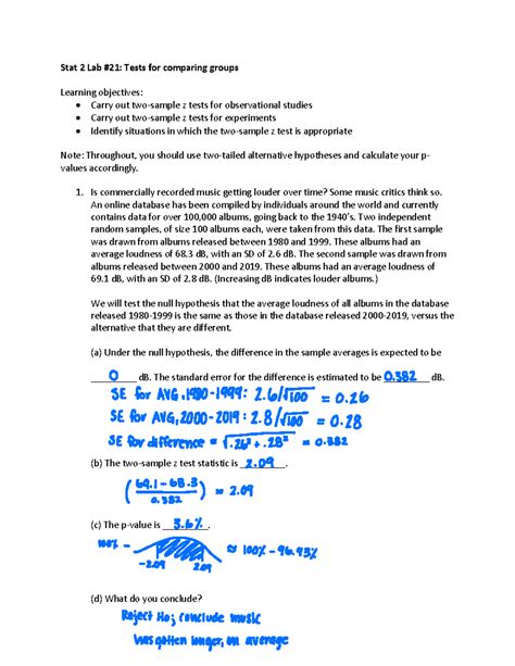 Stat2lab21 Stat 2 Lab 21 Tests For Comparing Groups Learning