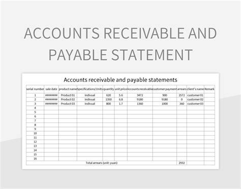 Accounts Receivable And Payable Schedule Visualization Excel Template