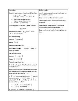 Pre Calculus Lesson 07 Polynomial Functions By Benjamin Burton TPT