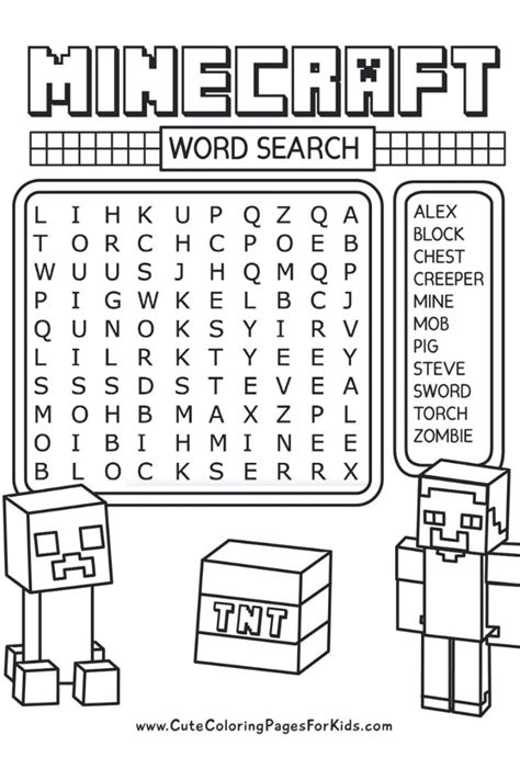 Easy Minecraft Word Search Activity Free Printable Pdf In 2024 Fun