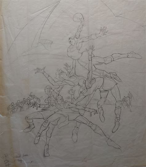 Double Dribble 5 On 5 Game Babe Box Preliminary Sketch Original Video Game Art OVGA