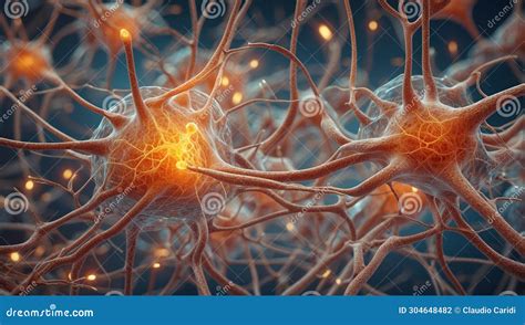 Neurons And Synapses Structure Depicting Brain Chemistry Stock
