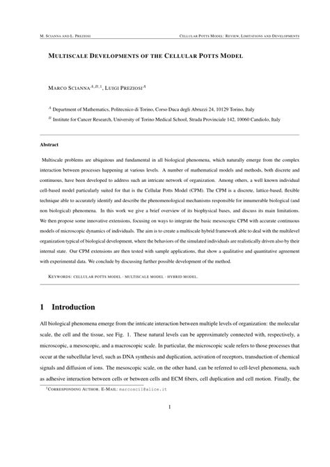 Pdf Multiscale Developments Of The Cellular Potts Model