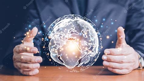 Premium Photo Businessman Holding Global Network Connection Big Data Analytics And Business