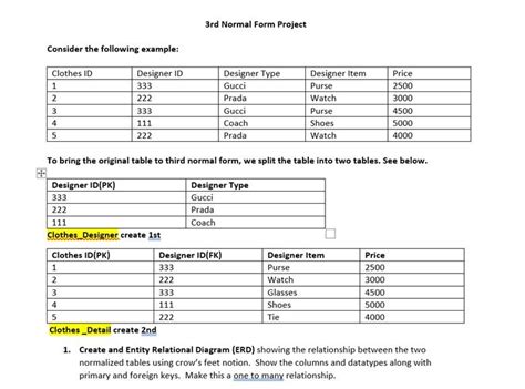 solved 3rd normal form project consider the following
