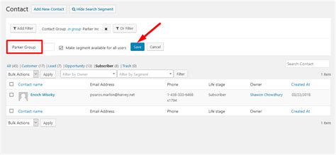 Contact Filtering And Search Segment