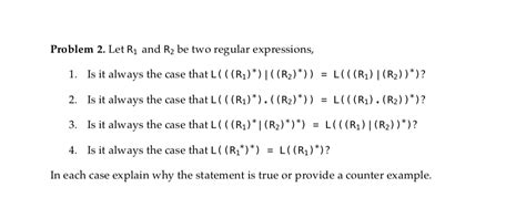 solved problem 2 let r1 and r2 be two regular expressions