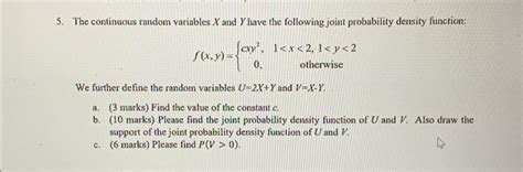 solved the continuous random variables x and y have the