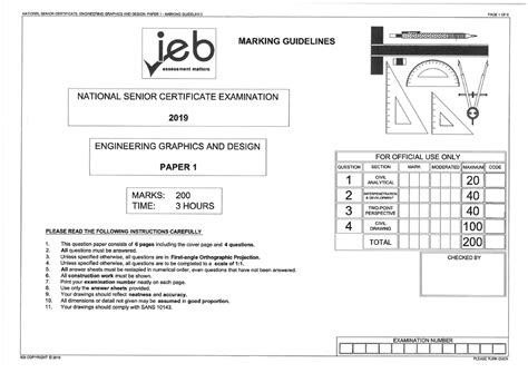 Engineering Graphics Design Egd Ieb Nsc Grade 12 Past Exam Papers 2019 P1 Marking Guidelines