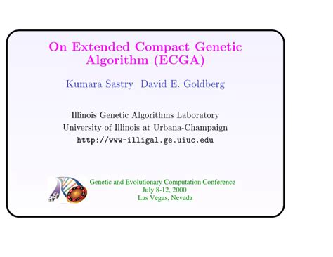 On Extended Compact Genetic Algorithm Pdf