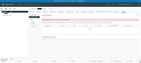 Vcenter Server Appliance Vcsa 70 Update Plannerdaki “unexpected