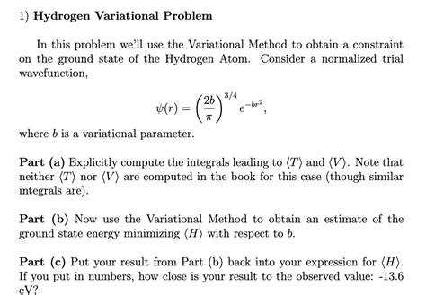 Solved Hydrogen Variational Problemin This Problem Well Use