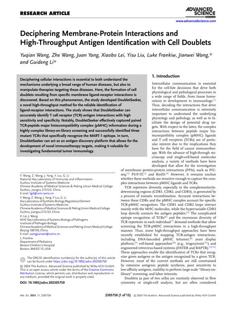 Pdf Deciphering Membrane‐protein Interactions And High‐throughput Antigen Identification With