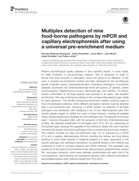 Pdf Multiplex Detection Of Nine Food Borne Pathogens By Mpcr And Capillary Electrophoresis