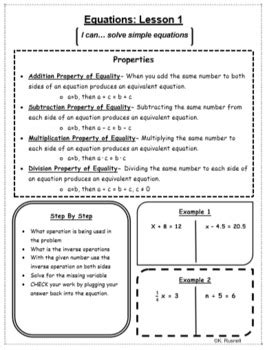 Equations Notes By RusnellRoom TPT