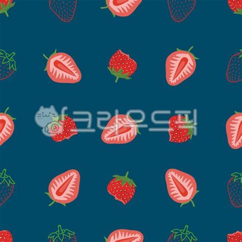 딸기 스트로베리 패턴 반복 과일 사진이미지일러스트캘리그라피 Ya9390작가