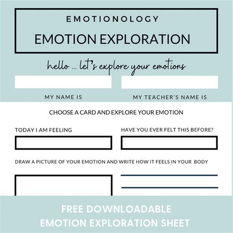 Free Downloadable Emotion Exploration Emotionology