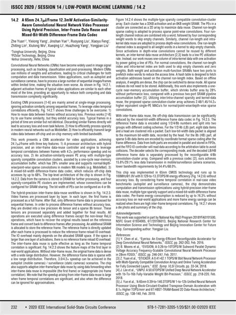 142 A 65nm 247 J Frame 123mw Activation Similarity Aware