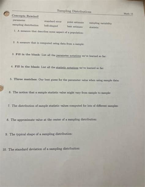 Solved Parameter Standard Error Sampling Distribution