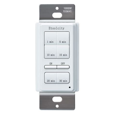 Countdown Timer Switch Bathroom Fan Timer 1 5 10 15 20 30 Min Preset In Wall
