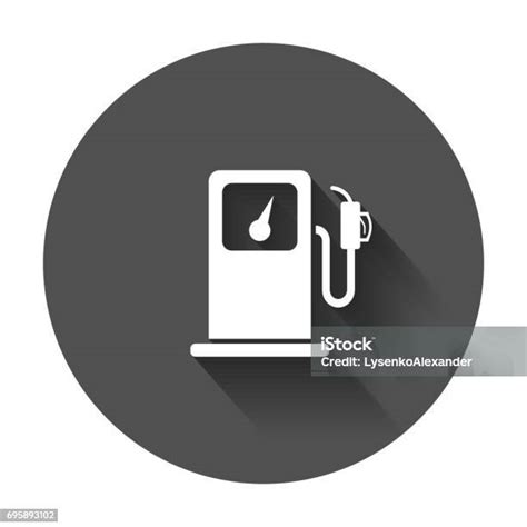 평면 스타일에 연료 주유소 아이콘입니다 자동차 가솔린 펌프 평면 그림 긴 그림자입니다 가솔린에 대한 스톡 벡터 아트 및 기타 이미지 가솔린 갤런 검은색 Istock