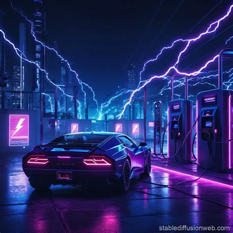 Abstract Ev Charging Network In Dark Blue Colors And Lightning Bolts