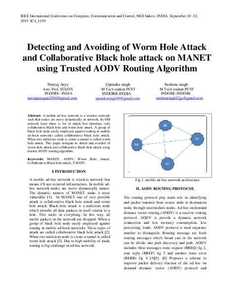 Pdf Detecting And Avoiding Of Worm Hole Attack And Collaborative Black Hole Attack On Manet