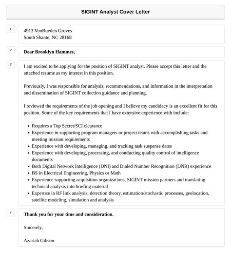 Sigint Analyst Cover Letter Velvet Jobs