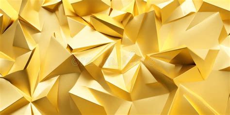 Shiny Golden Low Poly Triangular Background Resembling Crumpled Paper Creating An Abstract And