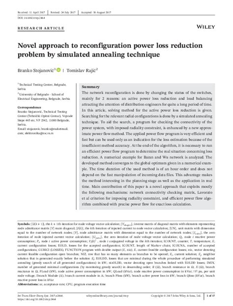 Pdf Novel Approach To Reconfiguration Power Loss Reduction Problem By
