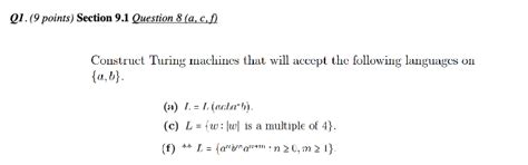 solved construct turing machines that will aceept the