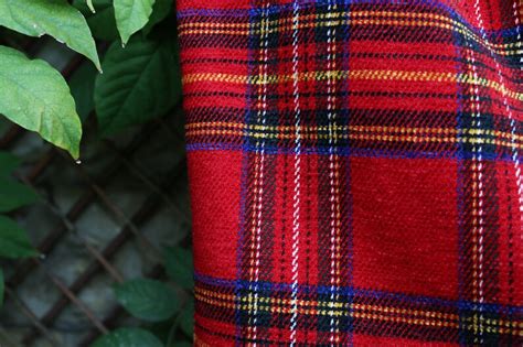 Vintage Pencil Red Plaid Skirt High Waist Tartan Woollen Etsy