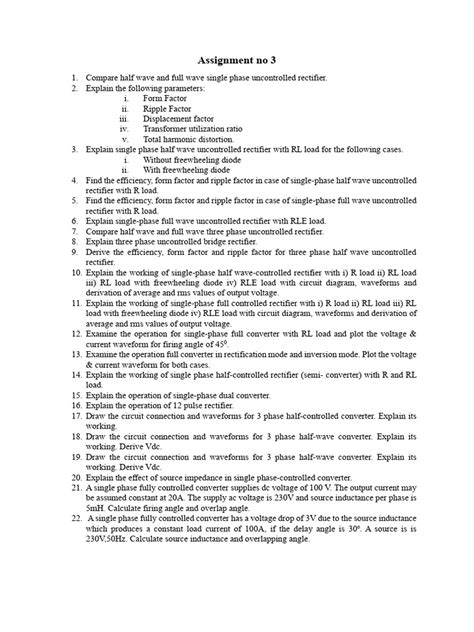 Pe Assignment 3 Pdf Rectifier Electricity