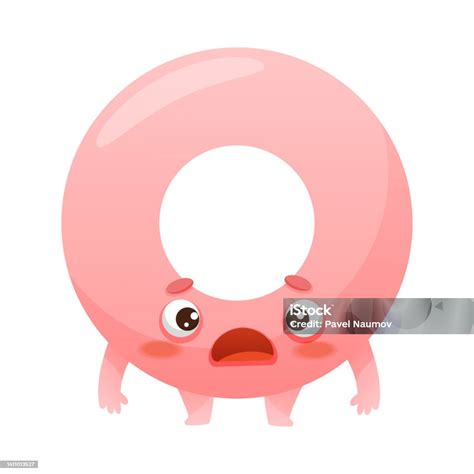 충격적인 얼굴 표정 벡터 일러스트 레이 션을 가진 기하학적 모양 캐릭터로서의 재미있는 핑크 서클 0명에 대한 스톡 벡터 아트 및 기타 이미지 Istock