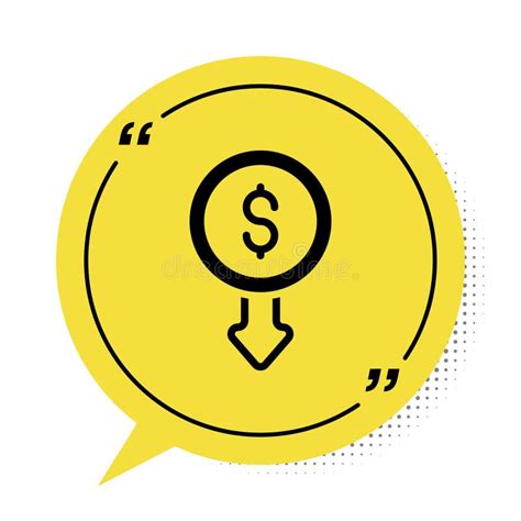 Black Dollar Rate Decrease Icon Isolated On White Background Cost