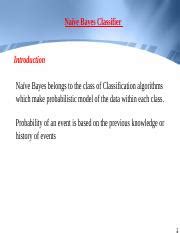 Naive Bayes Classification 1 ppt Naïve Bayes Classifier Introduction Naïve Bayes belongs to