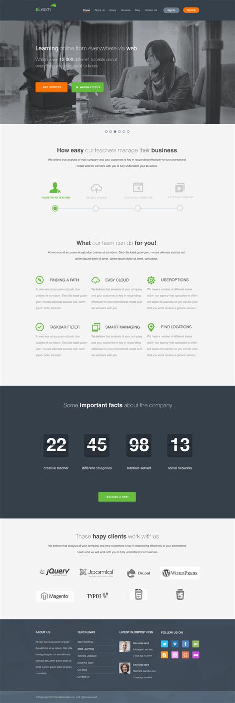 Elearn Multi Purpose Html5 Template By Kl Webmedia Themeforest