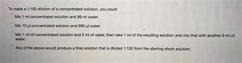 Answered To Make A Dilution Of A Bartleby