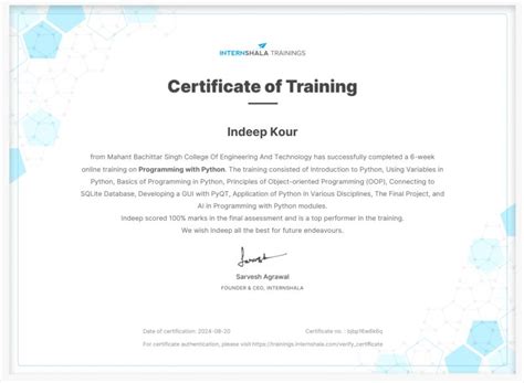 Indeep Kour On Linkedin Python Internshala Programming Learning Softwaredevelopment