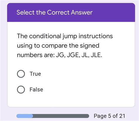 Solved Select The Correct Answer The Conditional Jump