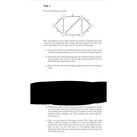 Task Given The Following Network Here The Numbers On Chegg Com