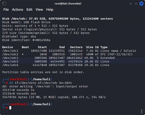kali linux unable to format my usb flash drive after installing a distro to the drive itself