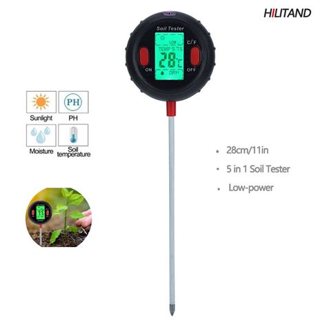 Digital Meter Soil Ph Tester 5 In 1 Lawn Measuring Vicedeal