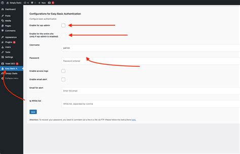 how to set up basic auth simply static documentation