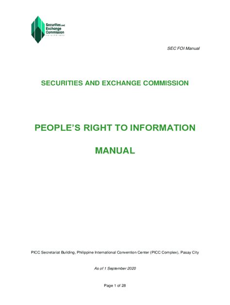 Fillable Online Pdffiller Com458180972 SEC FOI Manual Fillable Online SEC FOI Manual Fax